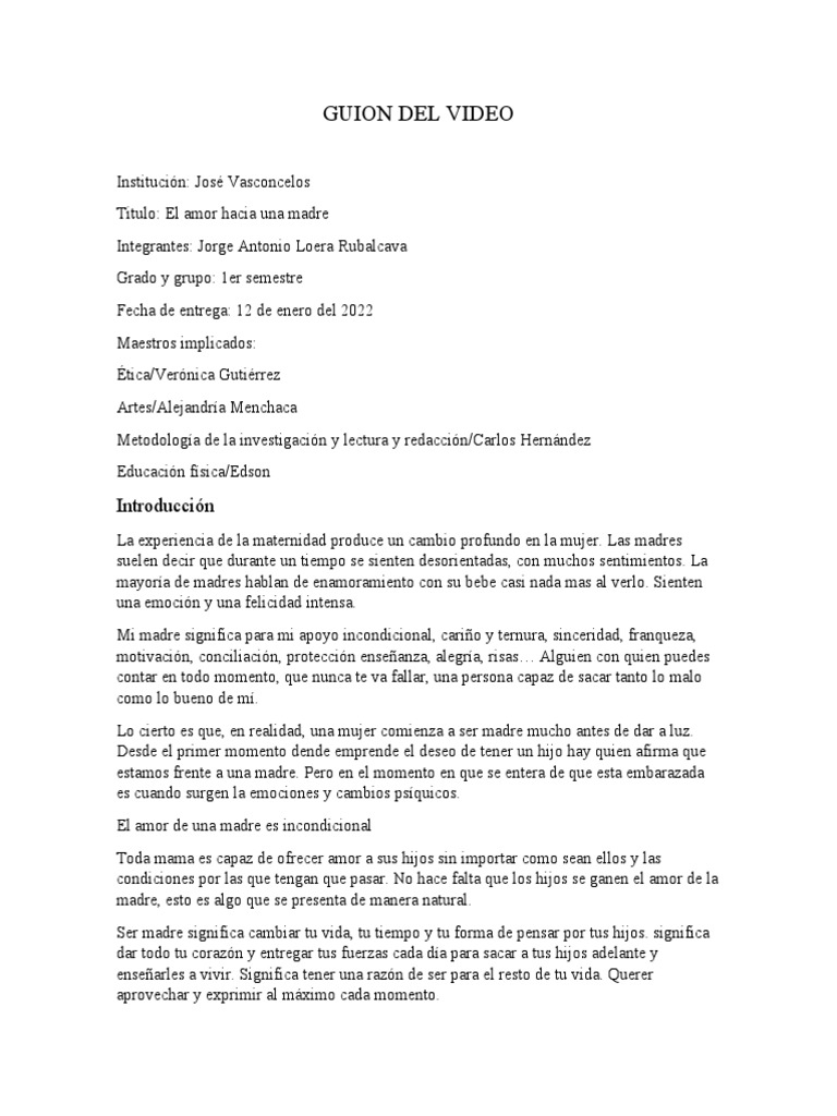 Guion Del Video | PDF