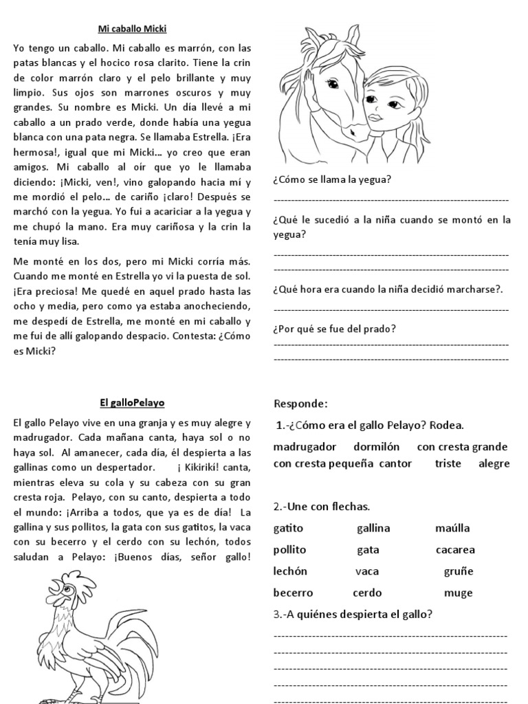 Comprensión Lectora | PDF | Caballos | Pollo