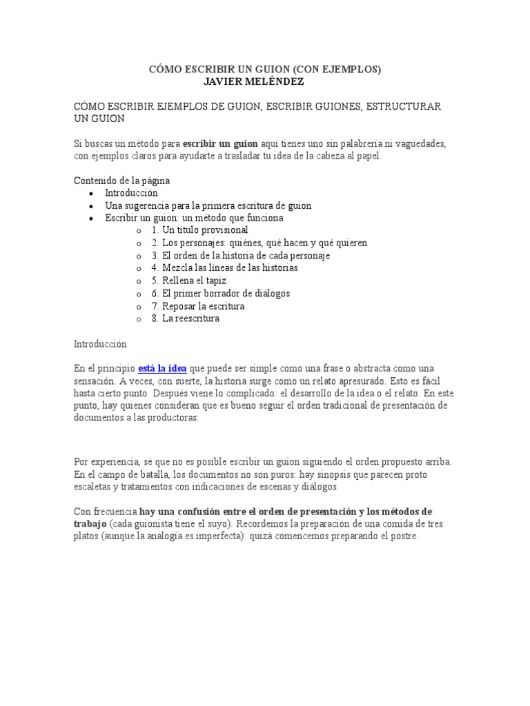 Pasos para Escribir Un Guion | PDF
