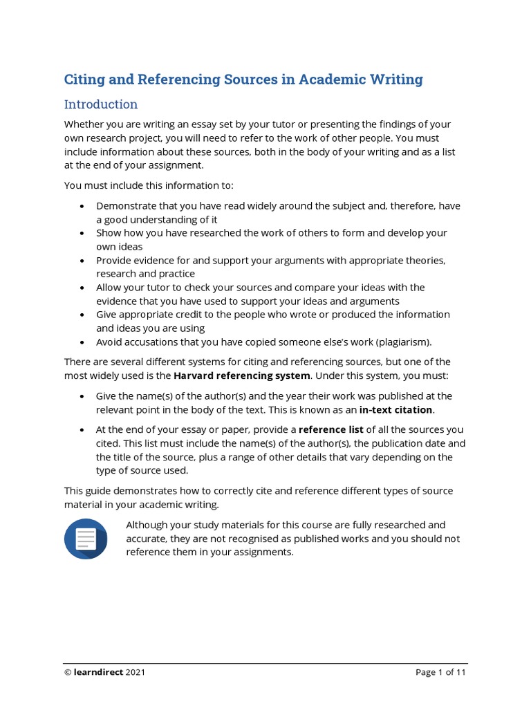Citing and Referencing Sources in Academic Writing v4 | PDF | Citation ...