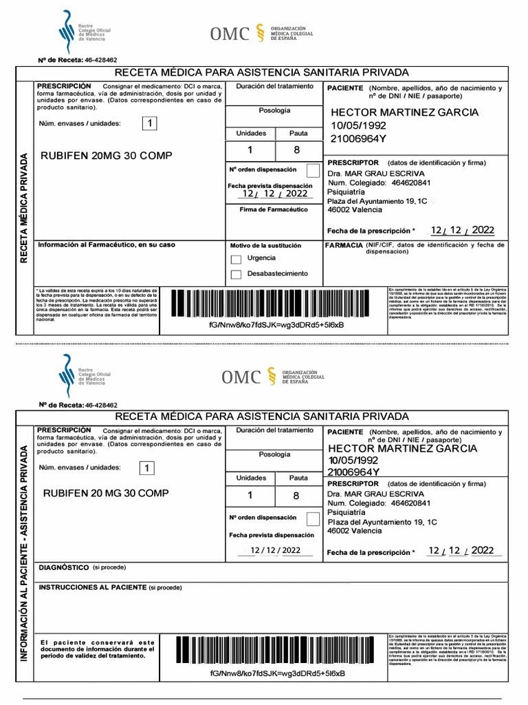 Rubifen 2 | PDF | Prescripción médica | Medicina