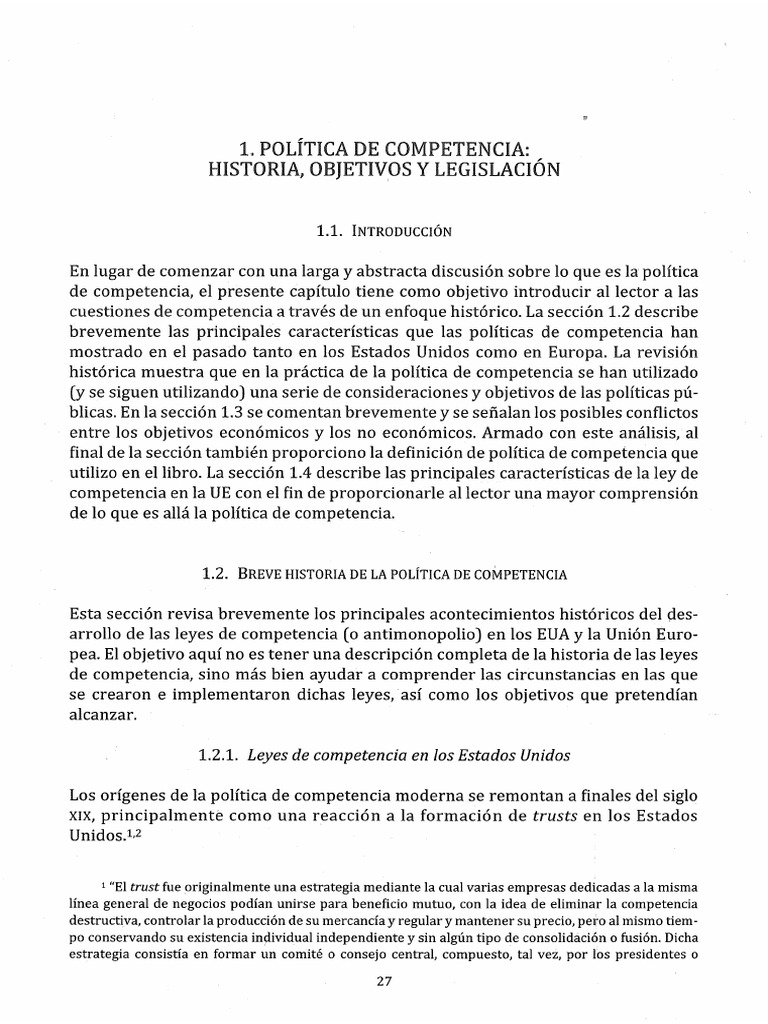 Motta Massimo Cap 1 Politica de Competencia Objetivos Politica de Competencia Teoria y Practica ...