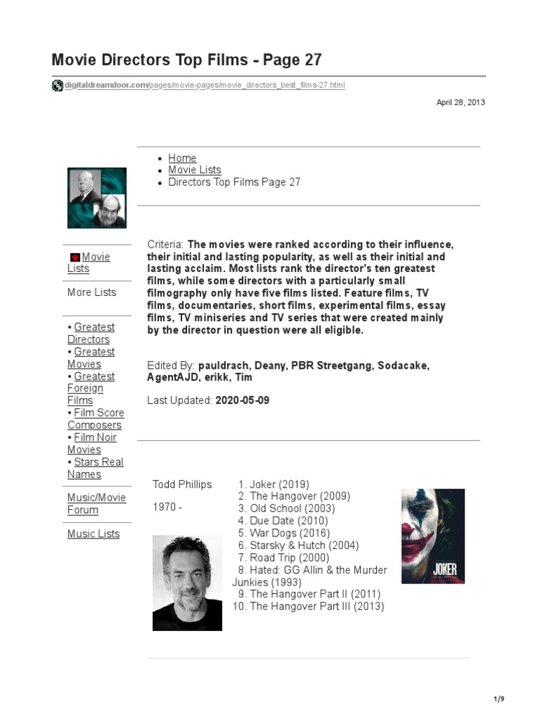 Movie Directors Top Films 27 | PDF
