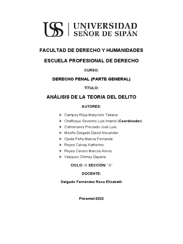 Chafloque Severino PAF DP | PDF | Derecho penal | Intención (Derecho Penal)
