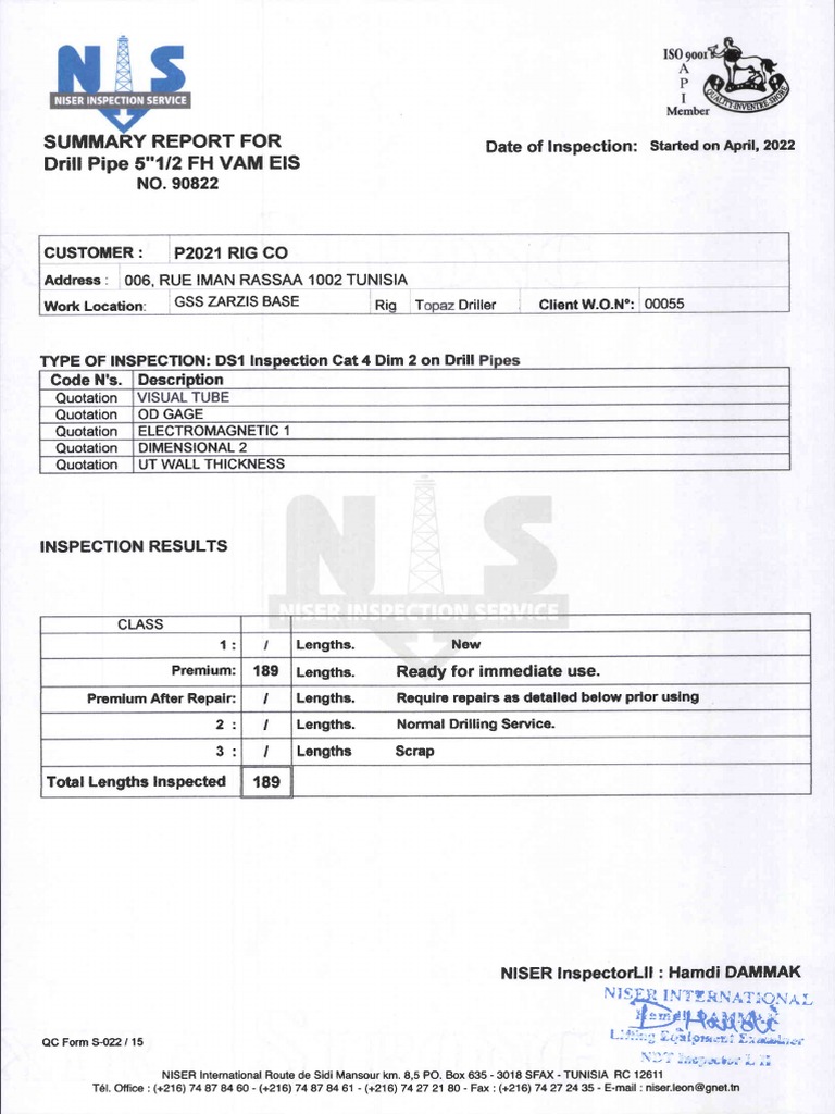 189 Jts DP 5 1-2 Vam Eis Premium0000 | PDF