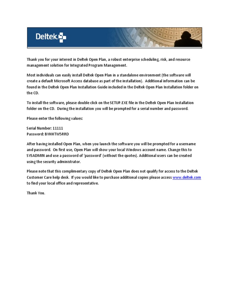 Deltek Open Plan Setup Guide | PDF