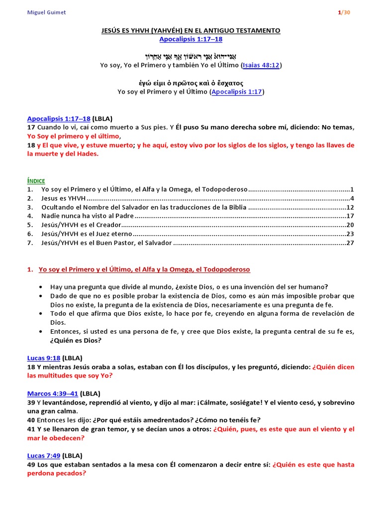 Jesús como YHVH en el Antiguo Testamento | PDF | Moisés | Tetragrammaton