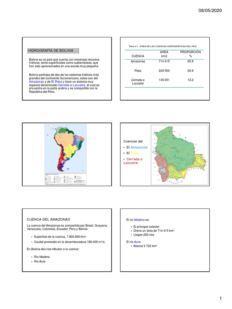 Mapa Hidrográfico de Bolivia y Cuencas | PDF | Topografía | Morfología