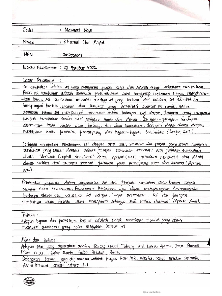 Khusnul Nur Afifah - 2017061003 - Laporan Bab Maserasi | PDF