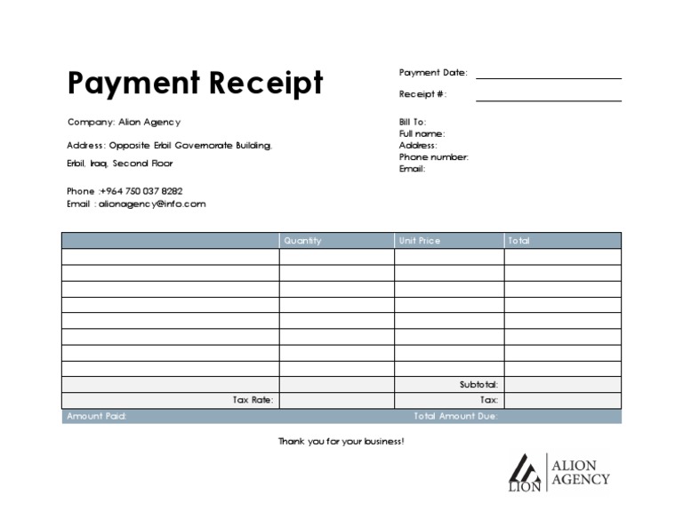Basic Payment Receipt Template | PDF