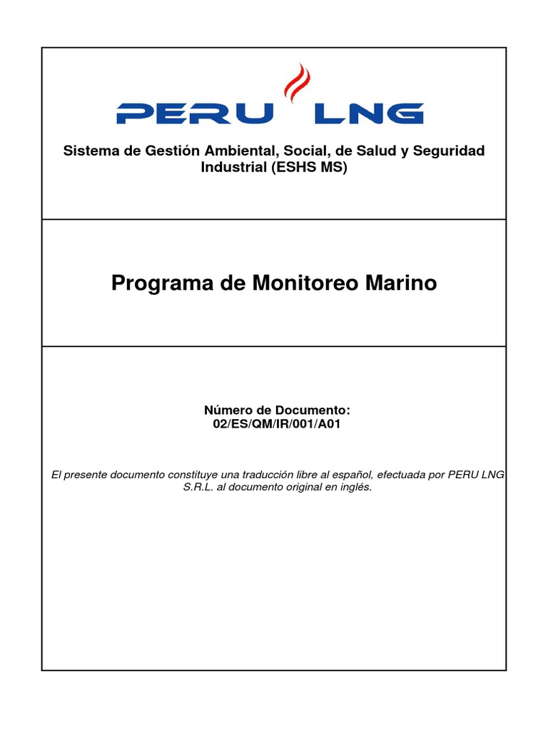 Programa de Monitoreo Marino | PDF | Gas natural licuado | Evaluación de impacto ambiental