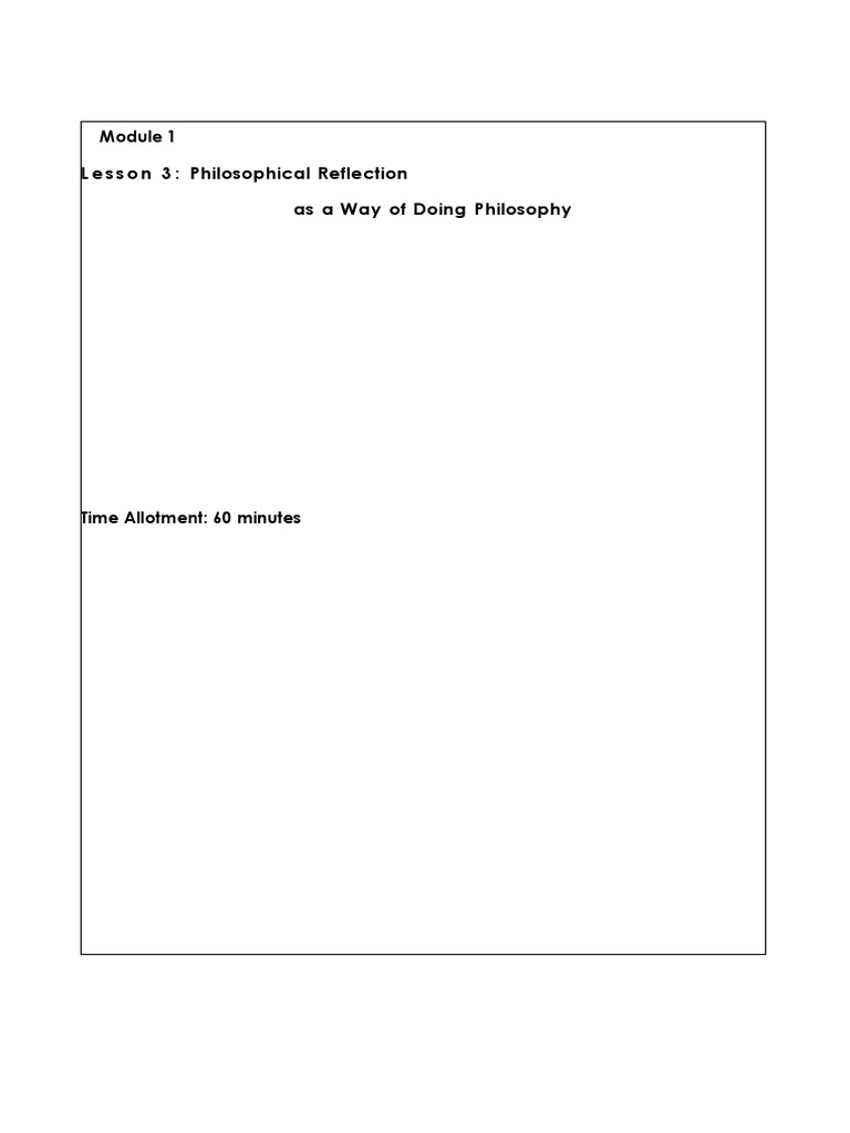 Philosophical Reflection as a Way of Doing Philosophy: A Discussion of ...