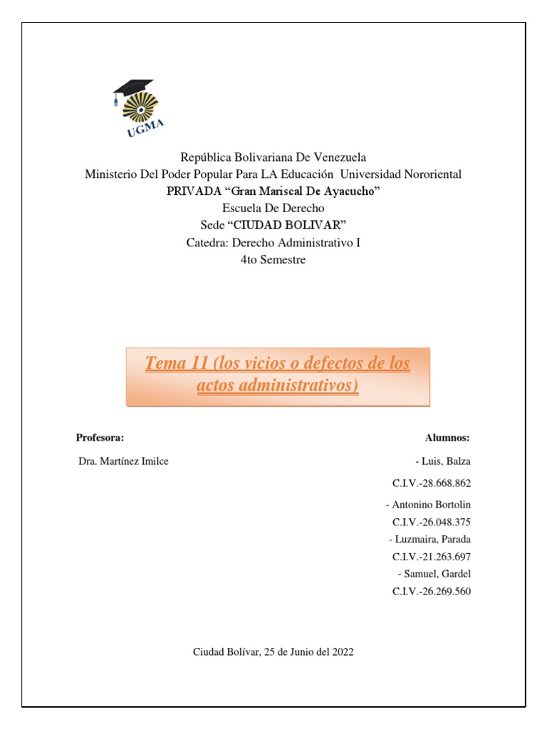 Los Vicios o Defectos de Los Actos Administrativos | PDF | Intención ...