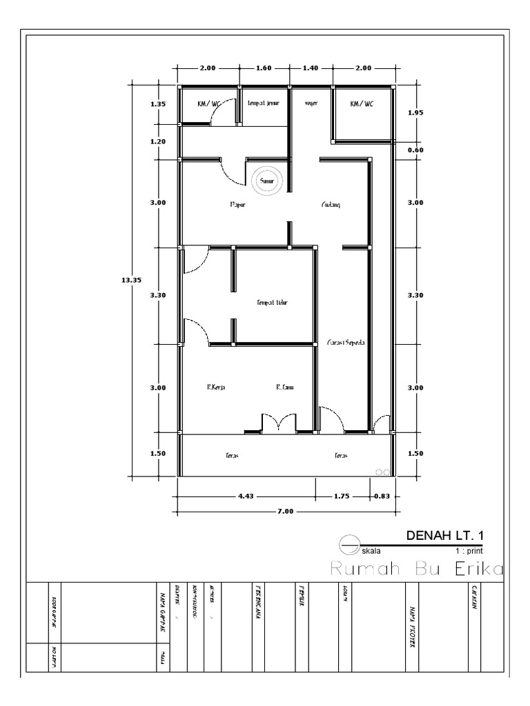 Denah Proyek Bangunan Skala 1:50 | PDF