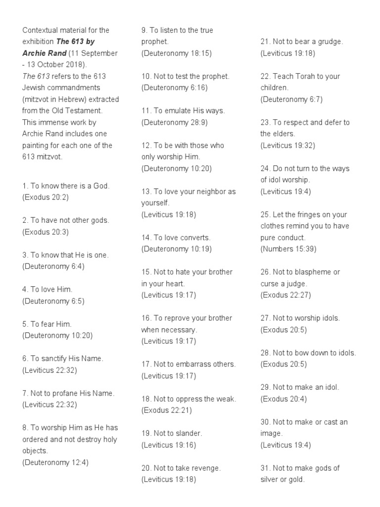 The 613 Commandments of Judaism | PDF | Shemini Atzeret | Sukkot