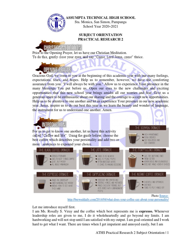 ATHS Practical Research 2 Subject Orientation | PDF | Learning | Teachers