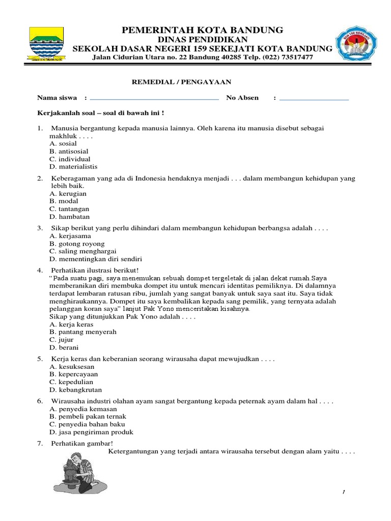 Contoh Soal Remedial SD | PDF | Kajian Bahasa Asing