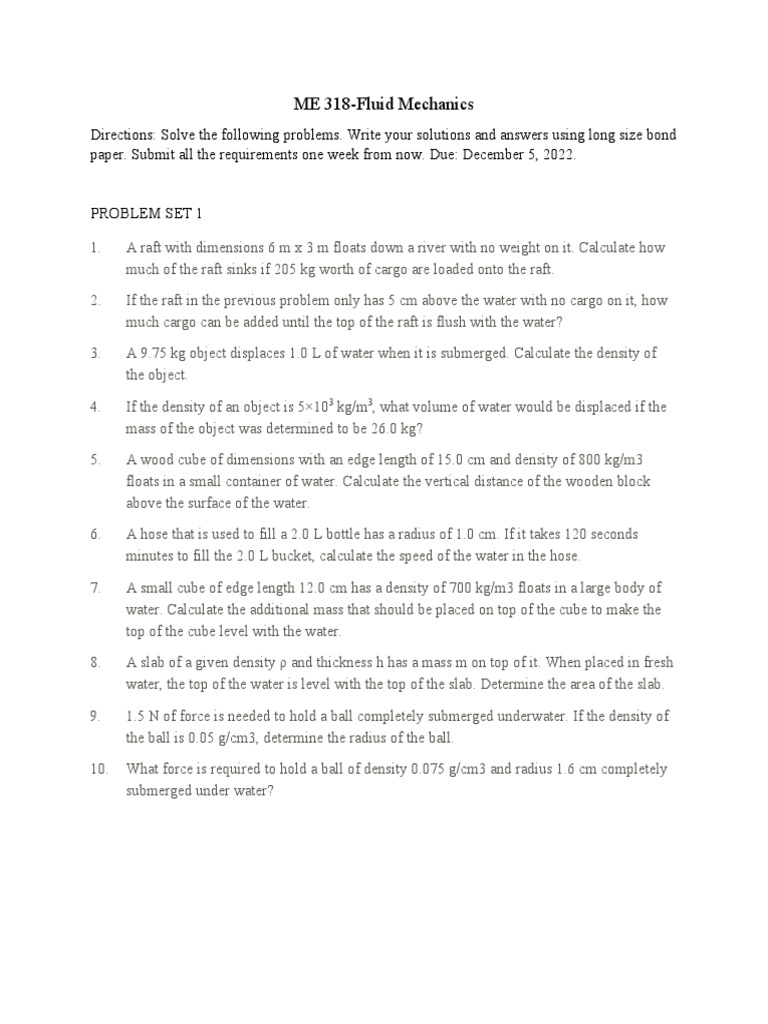 ME 318 Problem Set 1 2022 | PDF | Science & Mathematics