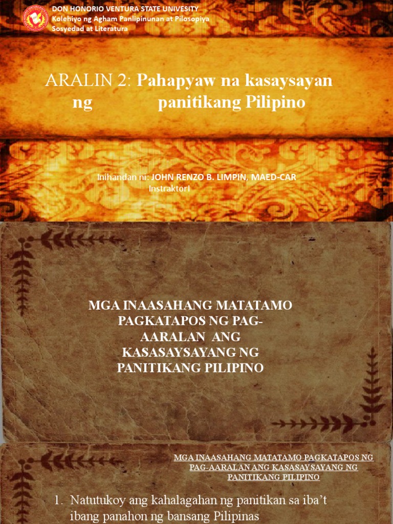 Soslit Aralin 2 Pahapyaw Na Kasayayan NG Panitikang Pilipino | PDF