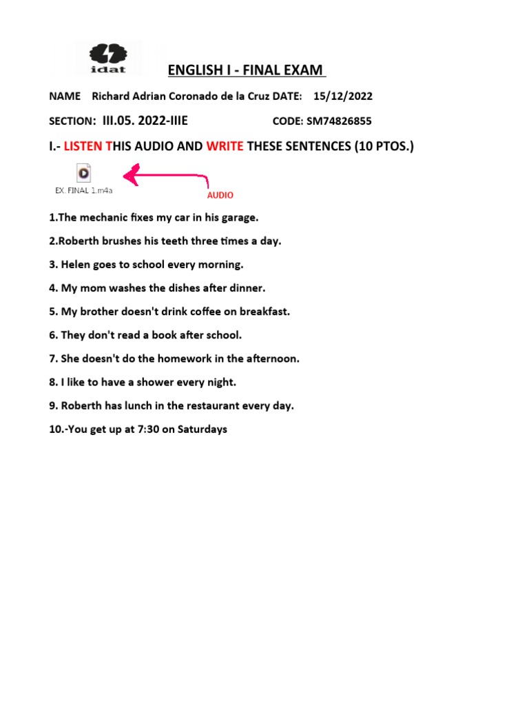 English I Final Exam Instructions | PDF | Career & Growth | Language ...