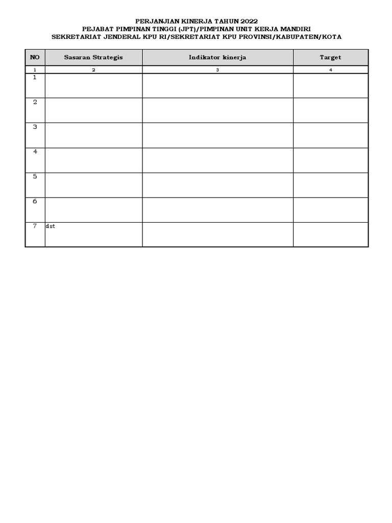 Form SKP JPT Atau Pimpinan Uker Mandiri Kuantitatif - Kepala BKPSDM | PDF