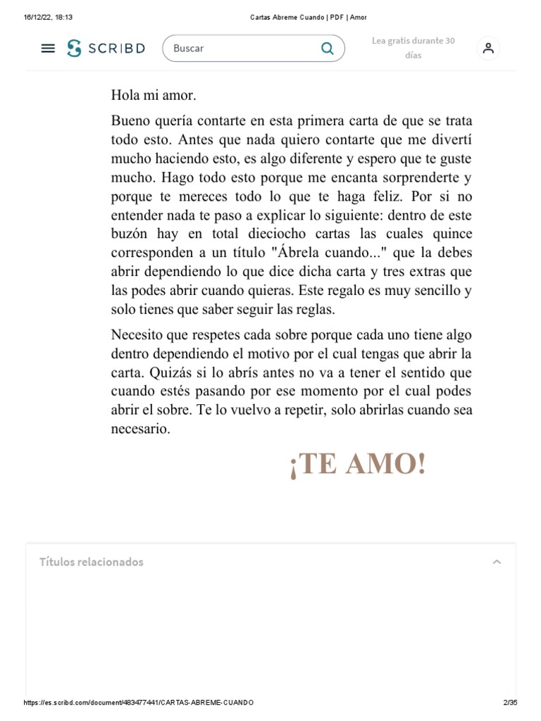 Cartas Abreme Cuando - PDF - Amor | PDF