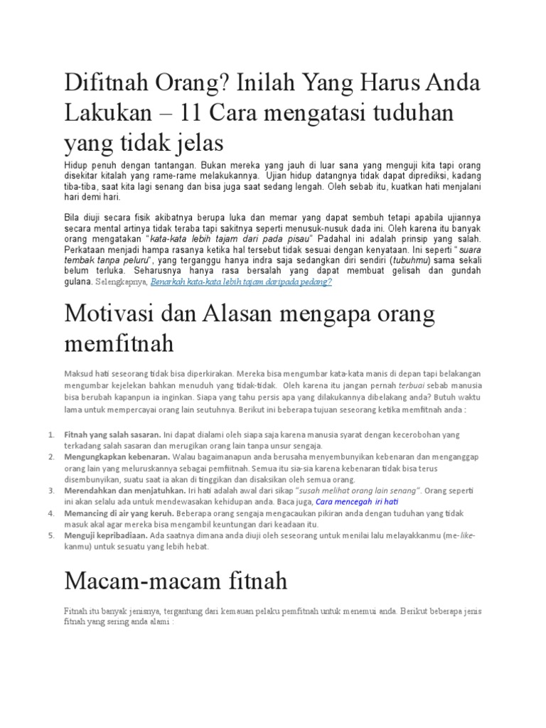 Difitnah Orang - Inilah Yang Harus Anda Lakukan - 11 Cara Mengatasi ...