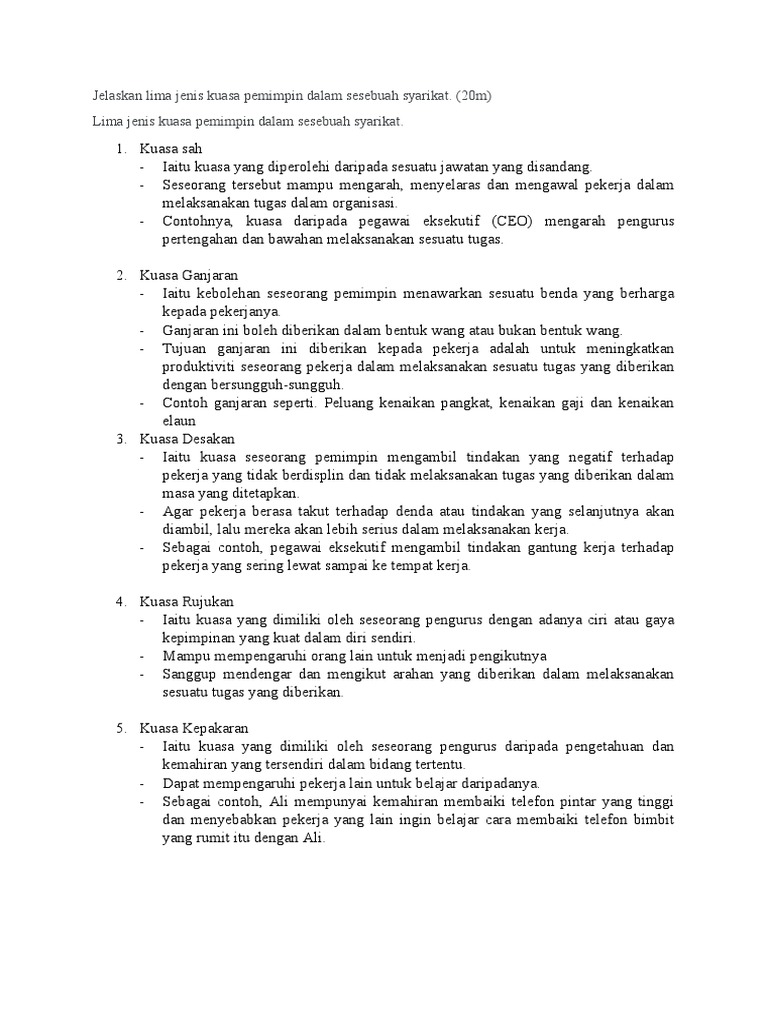 Lima Jenis Kepimpinan ONG | PDF