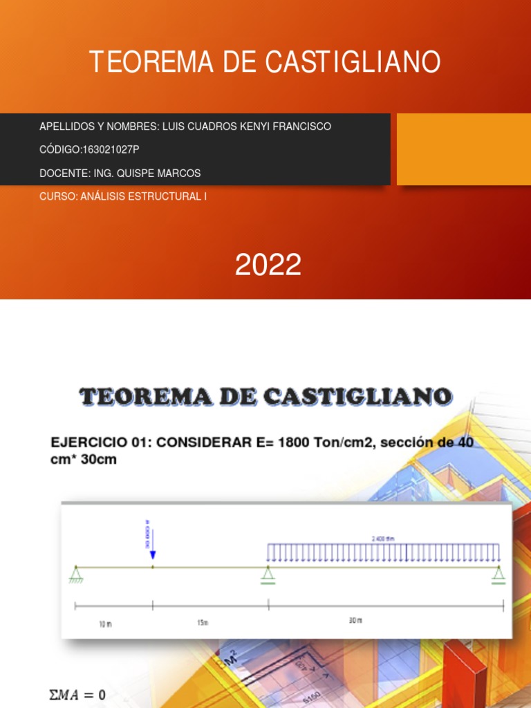 Castigliano's Theorem Analysis | PDF