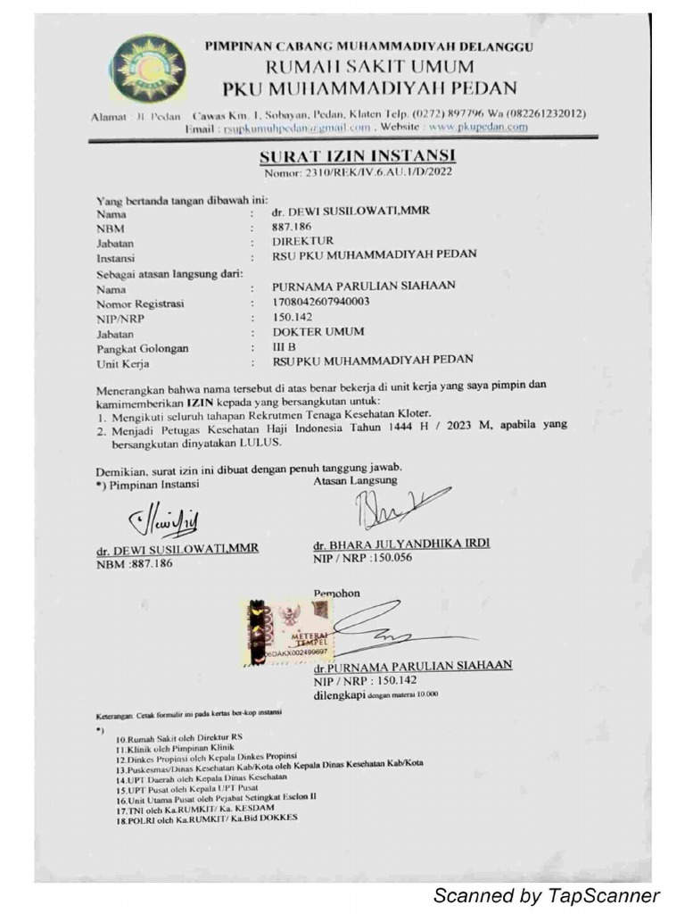 Surat Izin Instansi TKHI | PDF