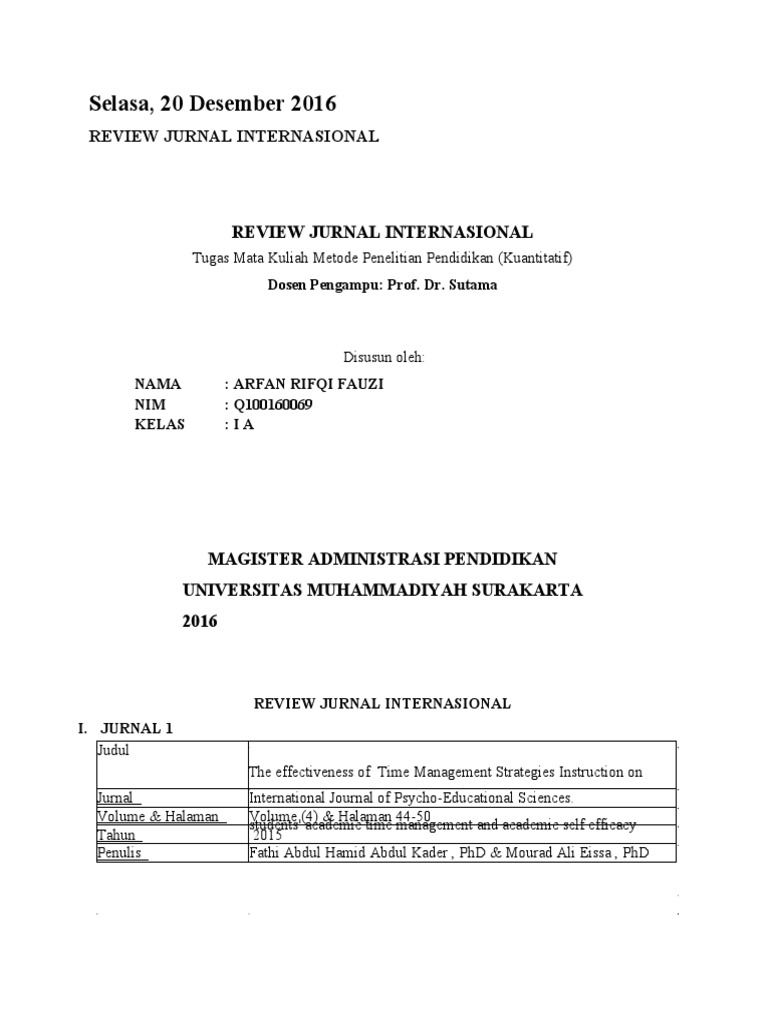 Contoh Review Jurnal Internasional | PDF
