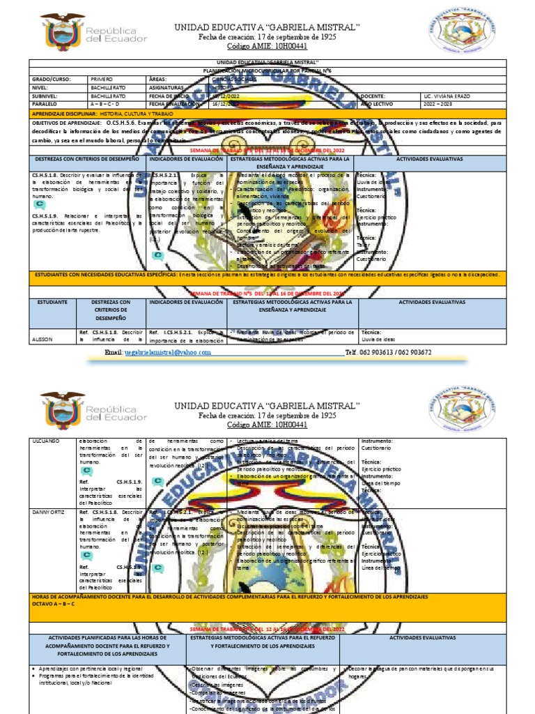 Historia Primero Bgu P2 - S5 | PDF | Aprendizaje | Evaluación