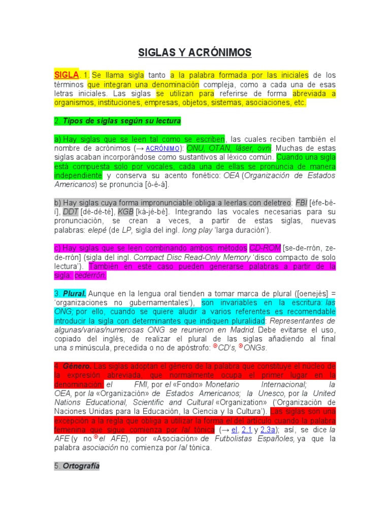 Siglas y Acrónimos | PDF | Acrónimo | Lingüística