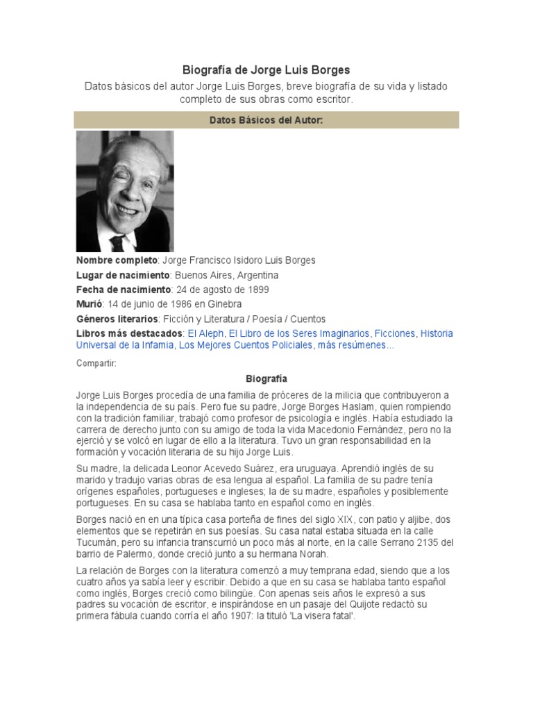 Biografía de Jorge Luis Borges | PDF | Ficción general