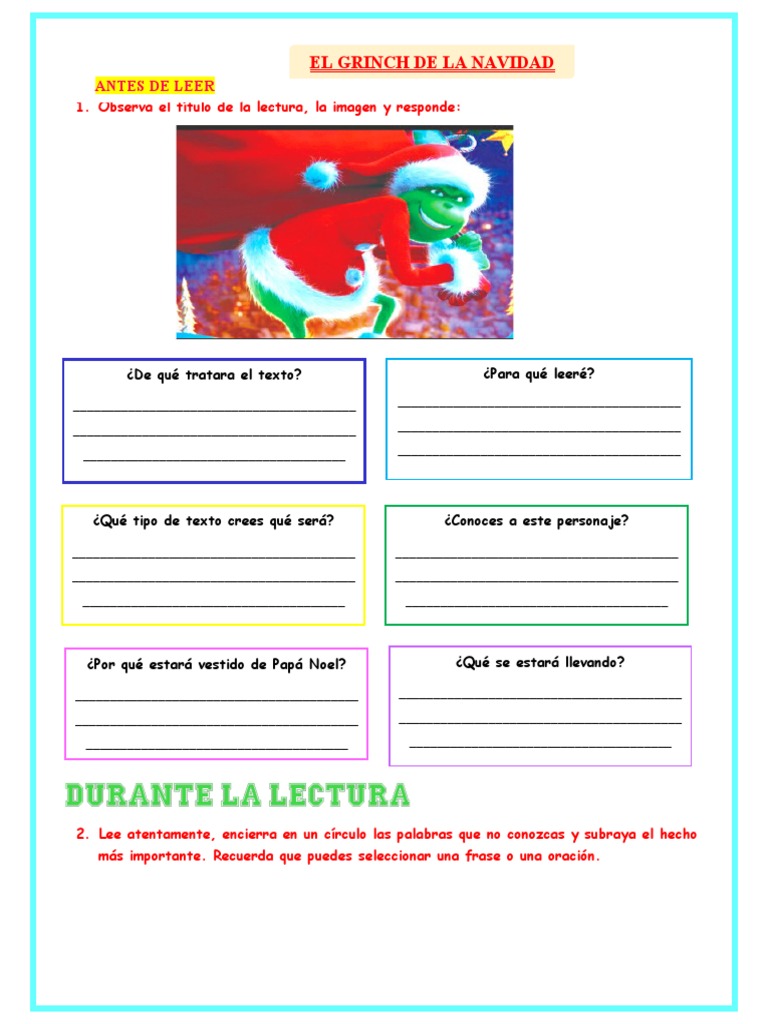 Ficha Plan Lector El Grinch | PDF