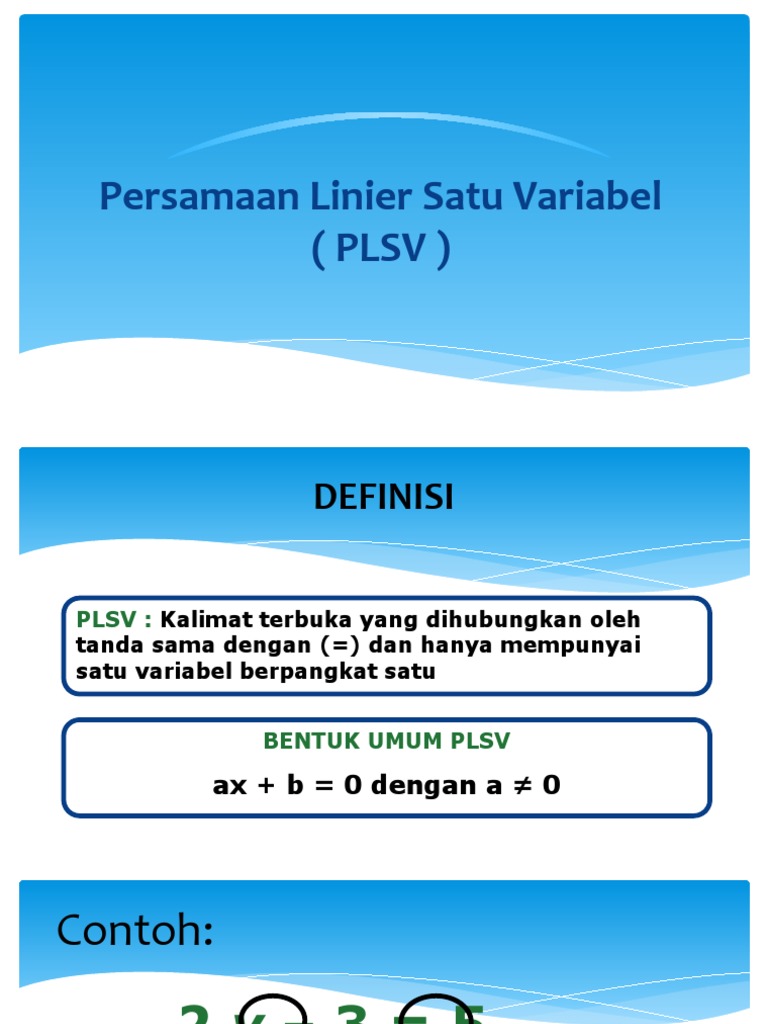 Persamaan Linear Satu Variabel | PDF