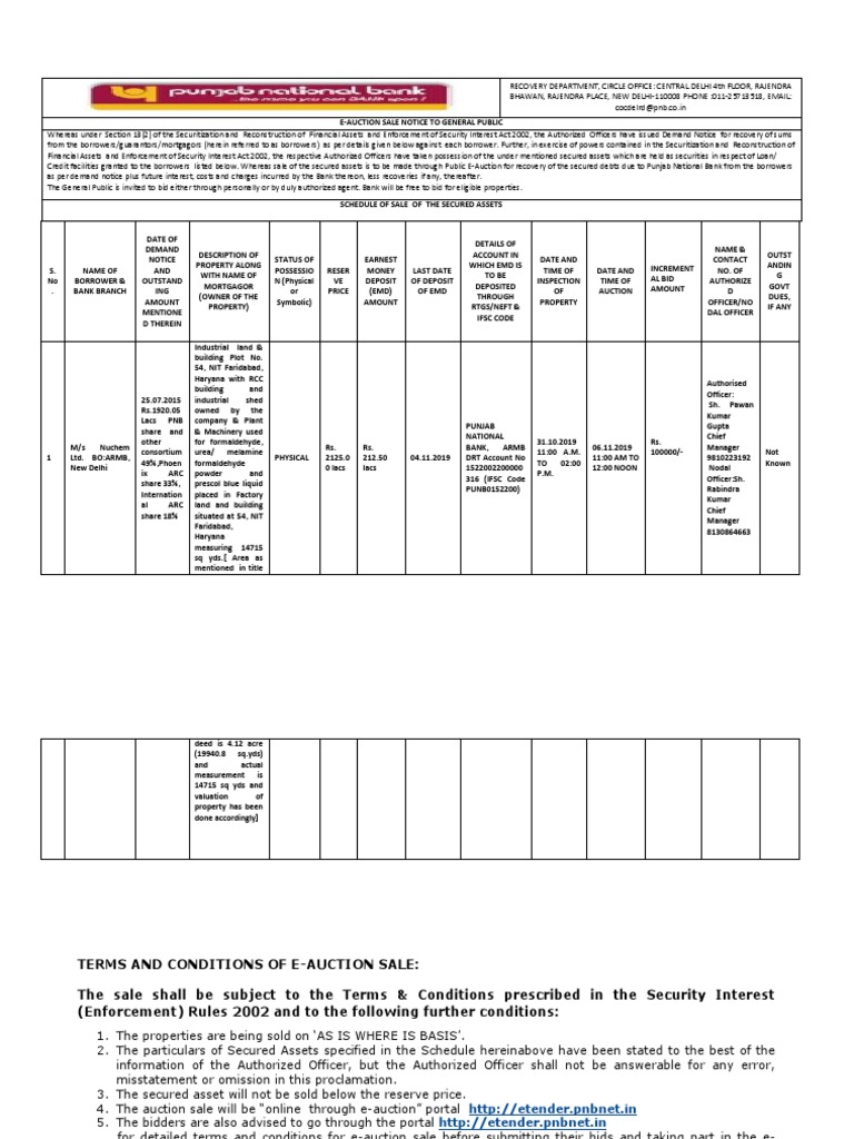Nuchem Recovery | PDF | Auction | Banks