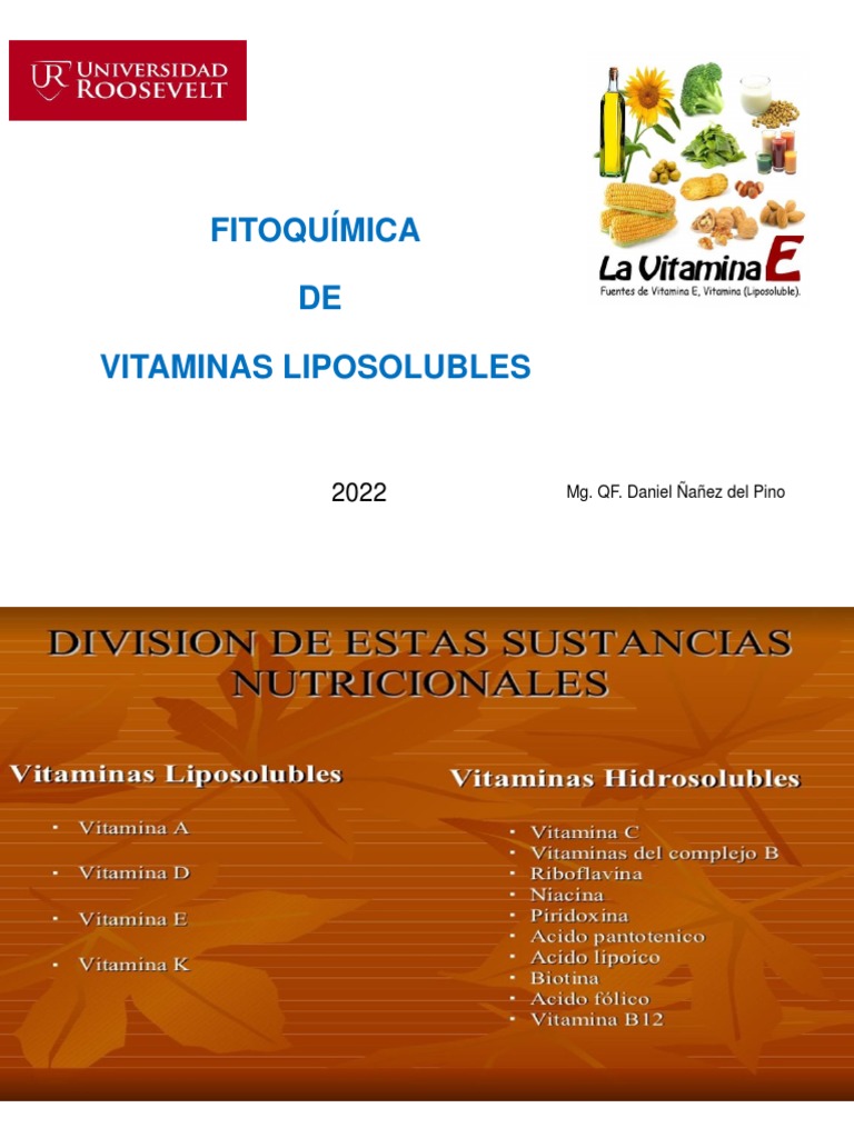 Fitoquímica DE Vitaminas Liposolubles: Mg. QF. Daniel Ñañez Del Pino | PDF | Vitamina D | Vitamina a