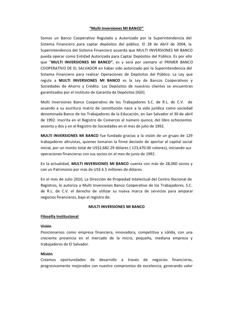 Multi Inversiones MI BANCO Teoria | PDF | Auditoría financiera ...