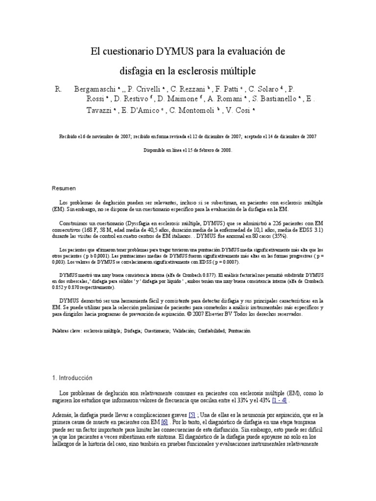 2008 - El Cuestionario DYMUS para La Evaluación de | PDF | Alfa de ...