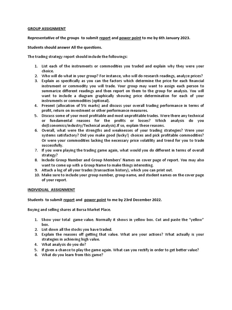 DETAILS ON GROUP and INDIVIDUAL ASSIGNMENT | PDF | Value (Economics ...