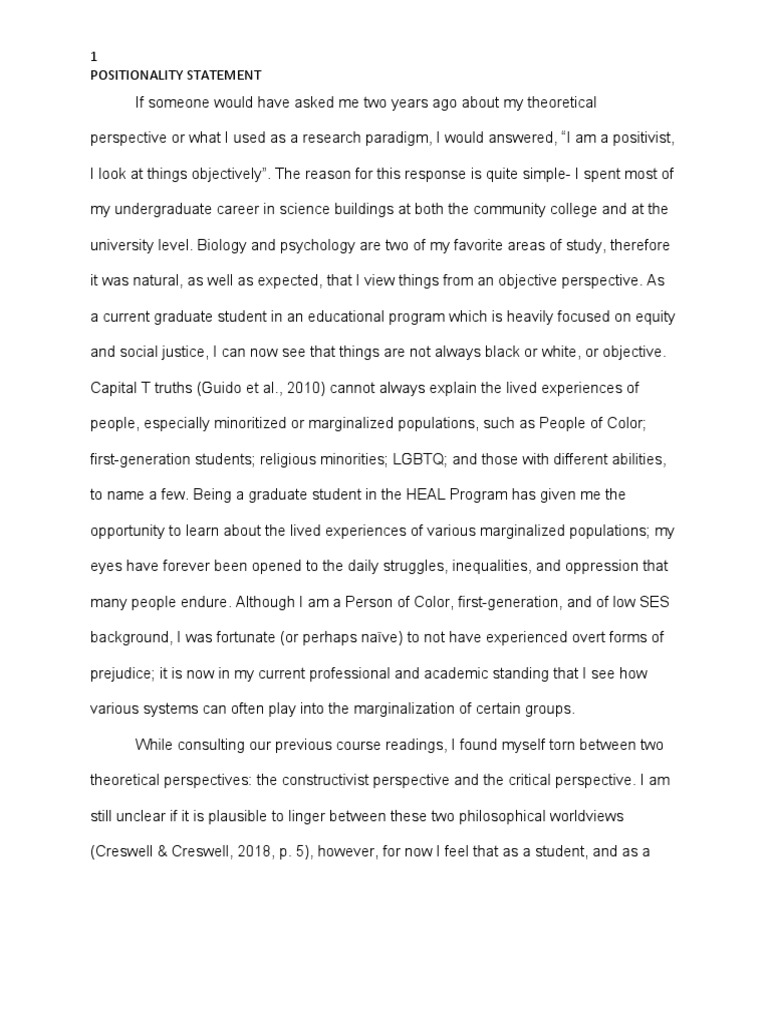 224 positionality statement | PDF | Disability | Constructivism ...