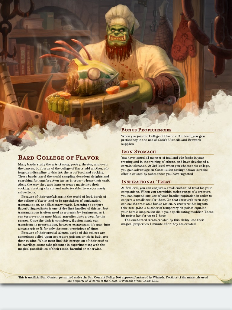 Bard College - College of Flavor - GM Binder | PDF | Foods