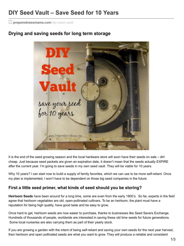 DIY Seed Vault for Long-Term Storage | PDF | Heirloom Plant | Seed