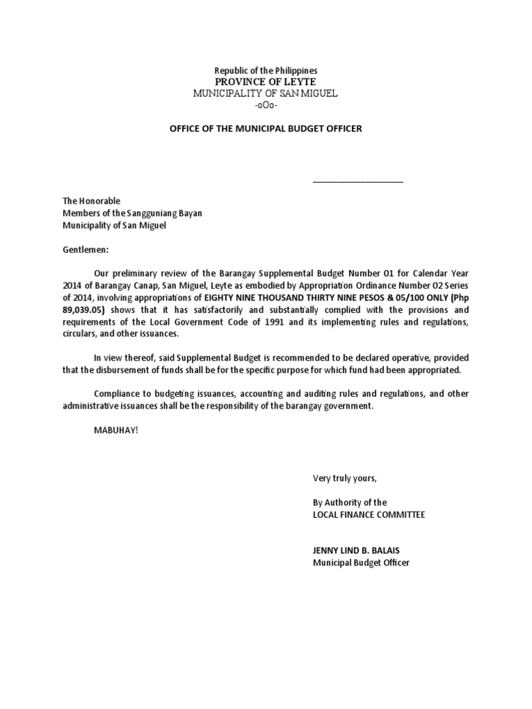 Supp Budget Message | PDF