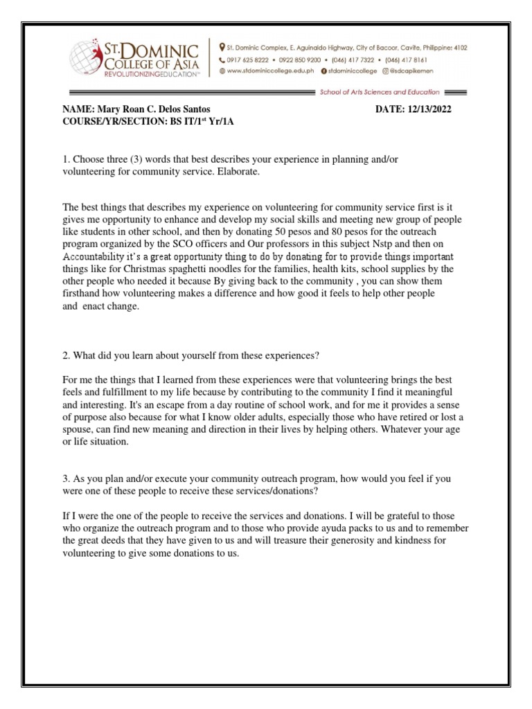 NSTP Reflection Paper | PDF | Service Learning