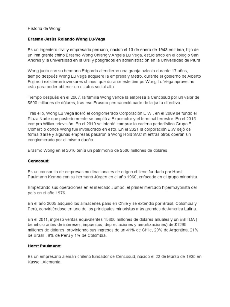 Historia de Erasmo Wong y su legado | PDF