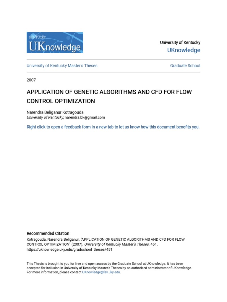 Application of Genetic Algorithms and CFD For Flow Control Optimi | PDF | Fluid Dynamics ...