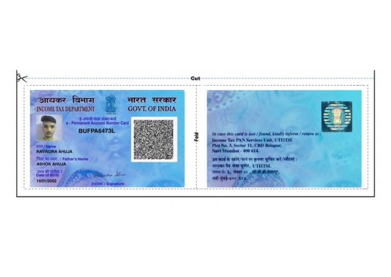 Pan Card of Ravindra Ahuja | PDF