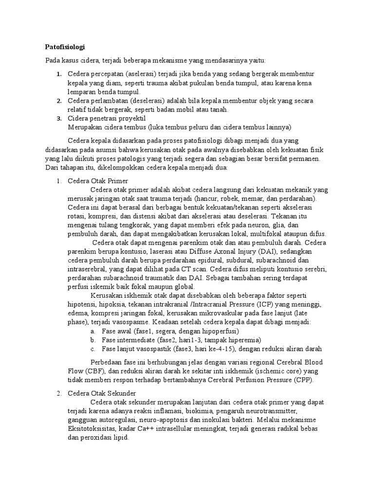 Patofisiologi Trauma (Cidera) | PDF